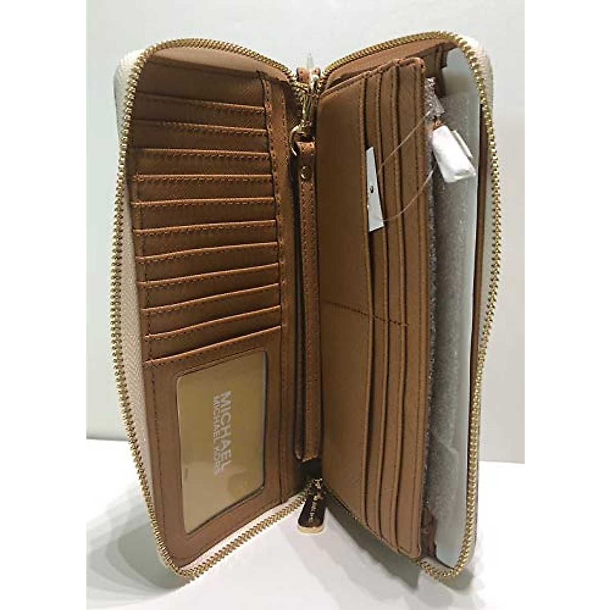 MICHAEL Michael Kors Jet Set Travel Continental Wallet Wristlet (Signature MK Vanilla)