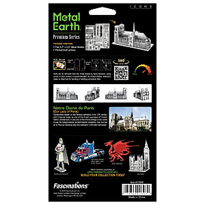 Metal Earth Fascinations Premium Series Notre Dame Cathedral 3D Metal Model Kit Bundle with Tweezers