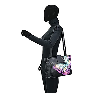Anna by Anuschka Medium Tote, Magical Wings Black