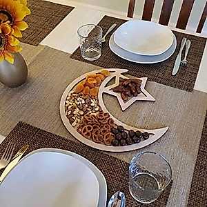 Moon Star Dessert Tray Dining Table Carved Ornaments Dessert Tray Artifact Creative Wooden Ornaments Special Shape Eid Star Moon