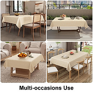 Smiry Rectangle Table Cloth, Waterproof Heavy Duty Vinyl Tablecloths, Wipeable Washable Table Cover for Kitchen and Dining Room (Beige, 60" X 120")