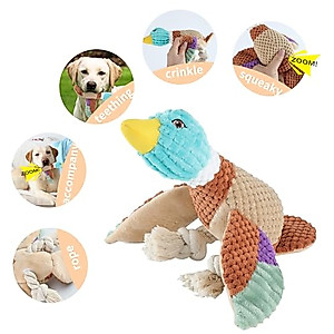 Squeaky Dog Toys for Small Dogs Plush Dog Toys Duck Puppy Toys Rope Puppy Chew Toys for Teething Stuffed Dog Squeaky Toys with Crinkle Dog Toys for Small Dogs, Medium, Large