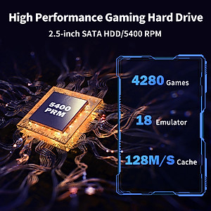 2T Retro Gaming Console HDD, Emulator Hard Drive, Emulator Console with Built-in 4280 Retro Play Games, 18 Emulator, Plug & Play Video Game Consoles for Win 8.1/10/11, Support for Adding Games