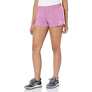 adidas Women's Pacer 3-Stripes Woven Shorts, Pulse Lilac/White, Medium