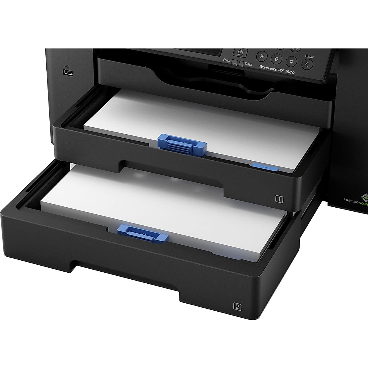 Epson Workforce Pro WF-7840 Wireless Wide-Format All-in-One Color Inkjet Printer, Black - Print Scan Copy Fax - 4.3" LCD, 25 ppm, 4800x2400 dpi, 13"x19", 50-Sheet ADF, Auto 2-Sided Printing, Ethernet