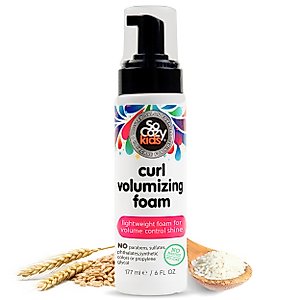 SoCozy Hair Mousse for Kids, Curl Volumizing Foam Mousse for Curly Hair (6 Fl Oz) Enhances Shine & Volume, Gentle Formula with Panthenol, Hydrolyzed Proteins & Keratin, Paraben & Sulfate-Free