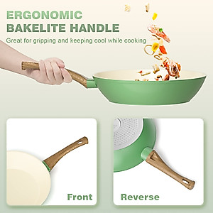 Nonstick Deep Frying Pan with Lid 10 Inch Non Stick Skillet Pan,Nonstick Saute Pan with Lid, Omelet Pans Nonstick Frying Pan Skillet with Healthy Ceramic Coating Induction Compatible,PFOA & PTFE Free