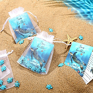 135 Pcs Sea Turtle Employee Appreciation Gifts Bulk Thank You Teacher Appreciation Gift Includes 45 Turtle Greeting Card with Message 45 sea Turtle and 45 Organza Bags for Coworkers (Bright Style)
