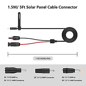 Lumopal Solar Connector to DC 5.5 * 2.1MM Adapter Cable, 1.5M / 5FT with DC 5.5 * 2.5 MM/ 7.9 * 0.9MM to DC 5.5 * 2.1MM Converter Portable Power Station Heavy Duty Wire