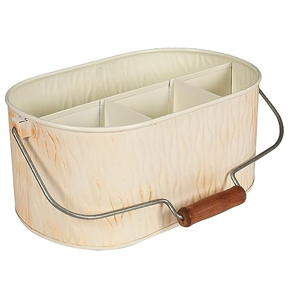 Utensil Caddy,Galvanized Bucket,Galvanized Utensil Holder,Silverware Caddy,Metal Caddy,Outdoor Utensil Caddy,Tin Utensil Holder,Utensil Caddy for Parties,Picnic Caddy,Farmhouse Utensil Cream Beige