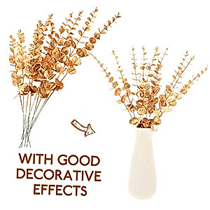 NOLITOY 10Pcs Eucalyptus Leaves Gold Home Decor Green Leaves Artificial Flowers Green Leaves Decor Faux Silver Eucalyptus Fall Decor Plants Artificial Greenery Stems Plastic Vase Decors