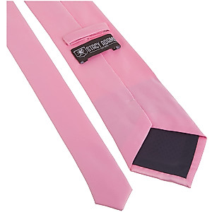 Stacy Adams Men's Satin Solid Tie Set, Pink, One Size