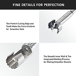 Anfrere 1" Wood Plug Cutter and Forstner Bit for Wood Cutting Tool Cork Drill Bit Knife, 3/8" Round Shank Carbon Steel Taper Tapered Cutting Tool Cork Drill Bit Knifes, WCB-A3