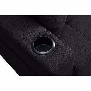 GINGVAT L Shaped Upholstered Sectional Sofa, Modern Fabric Couch with Reversible Chaise and 2 Cupholders, Living Room Furniture Fashion Design, Black