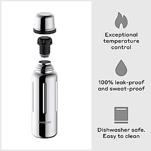 Bobber - Pack of 34 oz and 16 oz Classic Stainless Steel Vacuum Insulated Thermo Flasks Bottles with Cup Lid (Glossy)