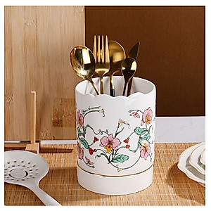 Dxcaicc Utensil Holder,Drainer Ceramic Cooking Utensil Holder,Ceramic Kitchen Utensil Holder for Countertop,Large Ceramic Stable Utensil Caddy,Cooking Utensils Holder for Kitchen