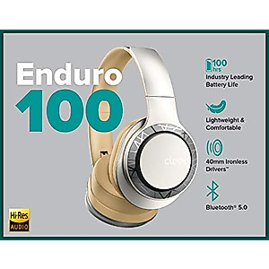 Cleer Audio Enduro 100 Wireless Bluetooth Headphone - Over Ear Fast Charging Lightweight, Podcasting 100Hr Long Battery | Full Charge 4 Day Playback, Play Music & Take Calls Ironless Driver (Sand)
