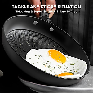 LAMFO Non Stick Frying Pans, 8" Honeycomb Long-Lasting Cast Iron Skillets, Durable Lightweight Cooking Cast Iron Pan w/Detachable Handle, Oven Dishwasher Safe, 2024 Upgrade Nonstick Pan