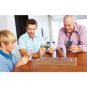 Ceebyfa Cribbage Board Game Set with Large Storage Area, Solid Wood 3 Track Cribbage Board, 9 Metal Pegs, 2 Playing Cards and Instruction. Portable Travel Board Game for All Ages.