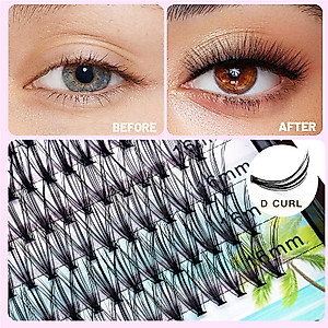 Dedila 200Pcs Handmade Individual False Eyelashes Thickness 0.07mm D Curl Mixed 10-12-14mm /11-13-15mm/12-14-16mm/16-18-20mm 3D Volume Cluster Eye Lashes Etensions (12-14-16mm)