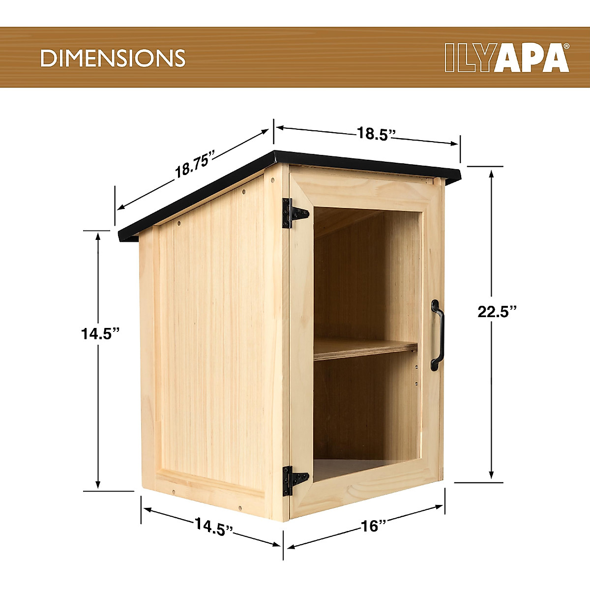 Ilyapa Outdoor Library Book Box - Free Literature Exchange Kit for Outside - Little Wood Cabinet for Sharing Books, Art with Your Community, Students or Teachers - Easy Mount to Post - 16x14x22 Inch