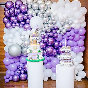 YAOWKY Purple Balloons Garland Arch Kit, 100PCS 18In 12In 10In 5In Purple Latex Balloons Garland Arch Kit with Glue Dot Strip and Ribbon for Birthday Weddings Anniversary Graduation Party Decorations