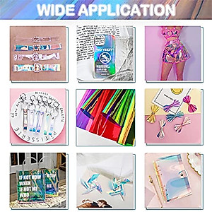 10 Pieces A4 Holographic Clear PVC Fabric Iridescent Transparent Vinyl Mirrored Foil Laser Crafts Fabric for Sewing Crafts DIY Bows Jewlery Making, 30X21CM