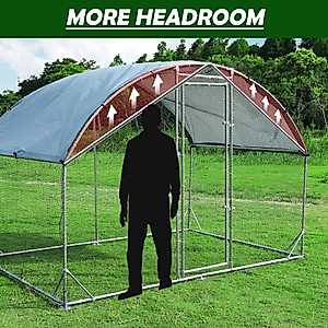 TOLEAD Large Metal Chicken Coop Upgrade Tri-Supporting Wire Mesh Chicken Run,Chicken Pen with Water-Resident and Anti-UV Cover,Duck Rabbit House Outdoor(9’ W x 6.6’ L x 6.5’ H)