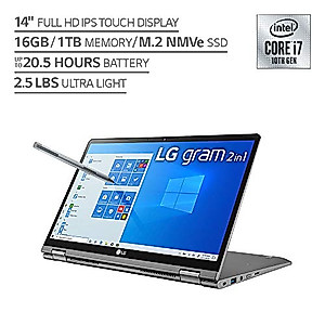 LG gram 15 Ultra-Thin Business Laptop, 15" FHD Touchscreen, Intel Ultra 7-155H Up to 4.8 GHz, 16 GB RAM, 1 TB SSD, Arc GPU, Backlit KB, Wi-Fi 6E, TB 4, Win 11 Pro, Office 2021 License + Nonslip Mouse