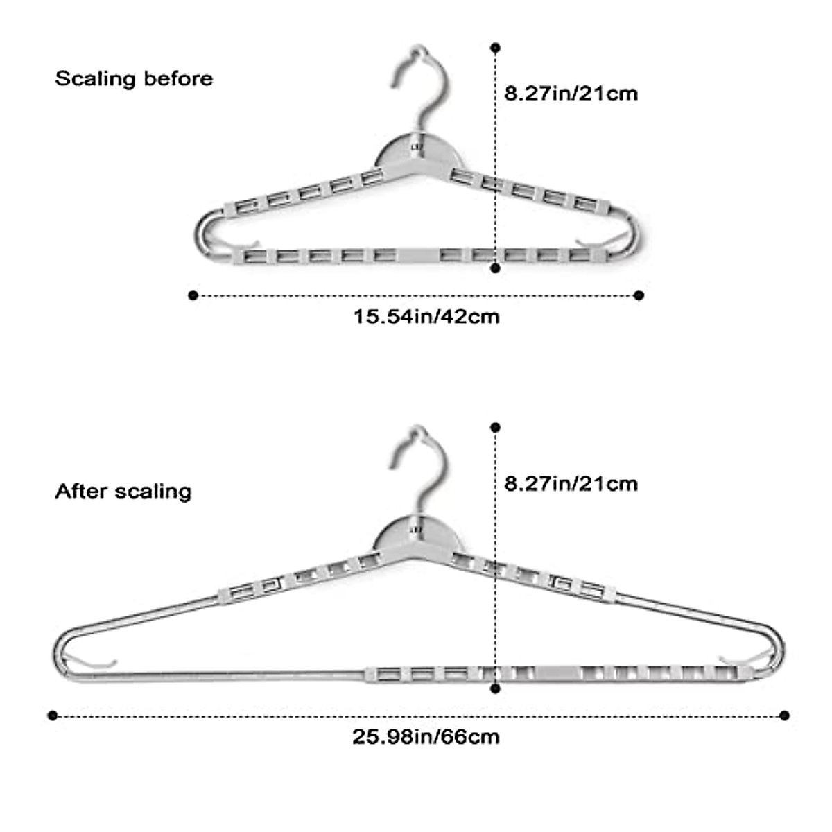 ZEYDURL Large Clothes Hangers Extra Wide Hangers Towel Clips Enlarge Adjustable Shoulder 16.9”-26.2” Drying Hanger for Wide Clothes, Shirts, Bath Towels 4 Pack(White)