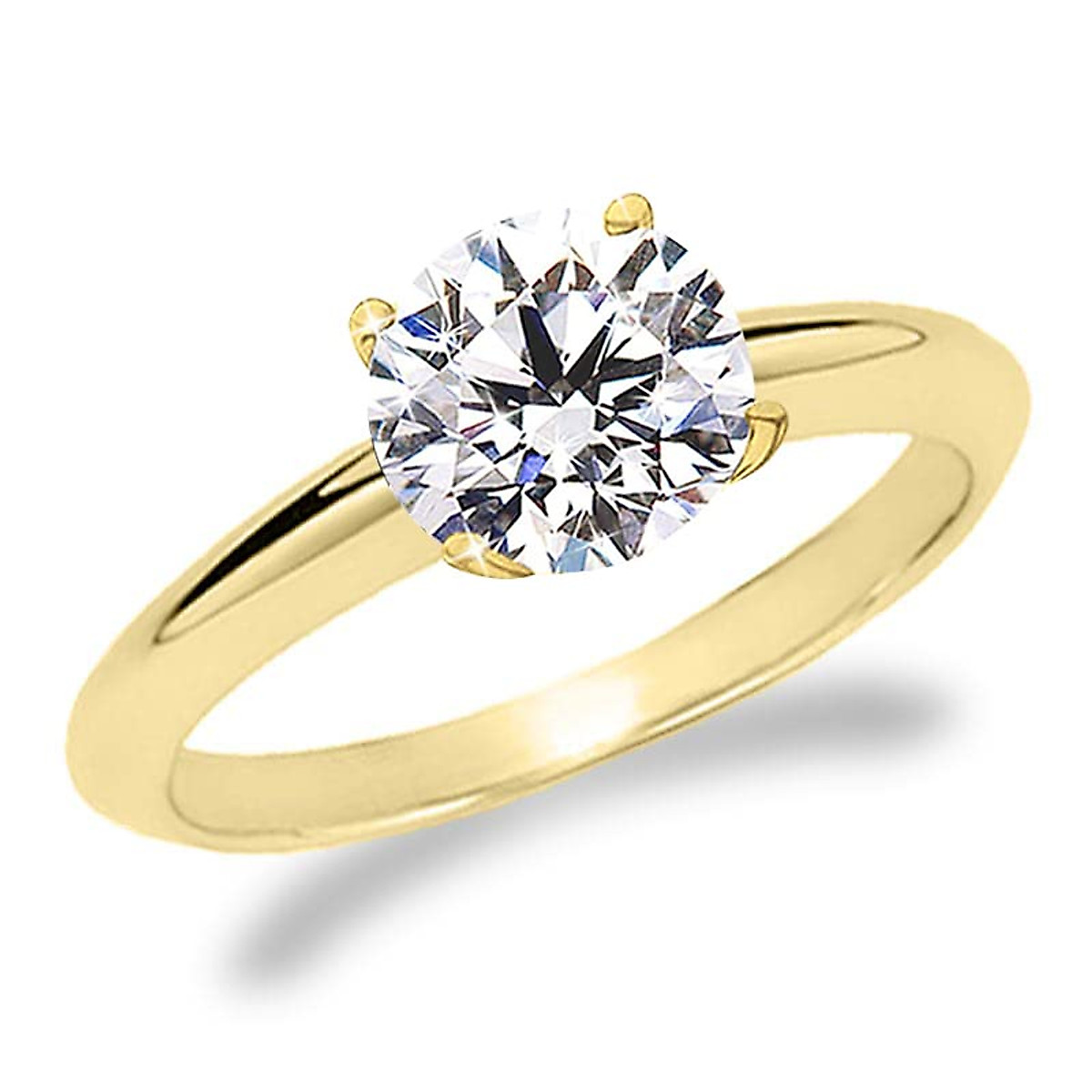 1.50 Carat IGI Certified Round Cut Lab Grown Diamond 14K White Gold, Yellow Gold, Platinum Classic Solitaire Engagement Ring (F Color, VS1-VS2 Clarity) (Yellow Gold, 5.5)