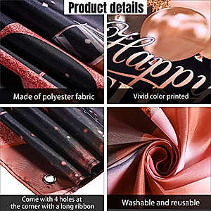 Black Silver Rose Gold Happy Birthday Party Decorations Supplies Glitter Balloon Birthday Party Backdrop for Women Girls Happy Birthday Banner Baby Shower Sweet 16 Photography Background Photo Booth