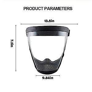 Full Face Shield, Super Protective Anti-Fog Transparent High-Definition Face Shield for Adults (Black)