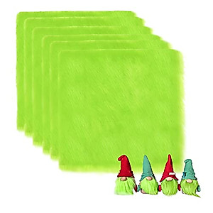 6 Pieces Green Faux Fur Fabric Squares Christmas Shaggy Soft Faux Fur Squares Fluffy Fabric for DIY Crafts Sewing Costume Camera Floor Decorations Props Winter, 9.84 x 9.84 Inch