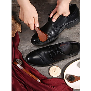 Jovitec 3 Pieces Horsehair Shoes Polish Brushes Kit Leather Shoes Boots Care Clean Polish Daubers Applicators