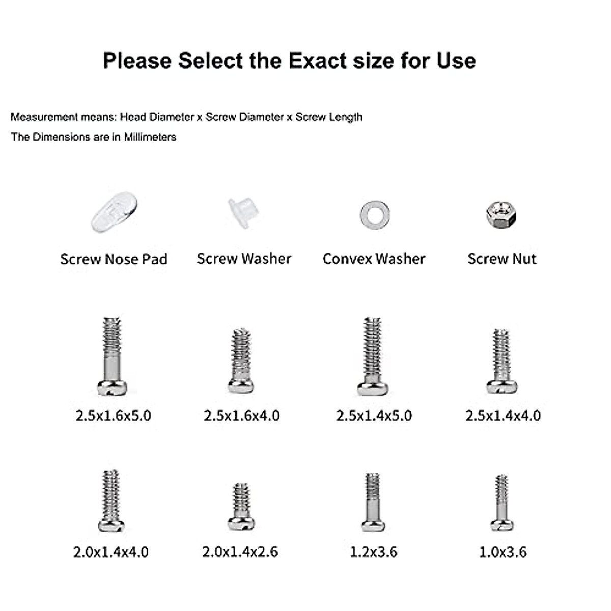 Sunglasses Eyeglasses Repair Kit, 1100PCS Tiny Stainless Steel Screws and 5 Pairs Nose Pads with Micro Screwdriver Tweezer for Watch Clock Spectacle Eye Glass Repair