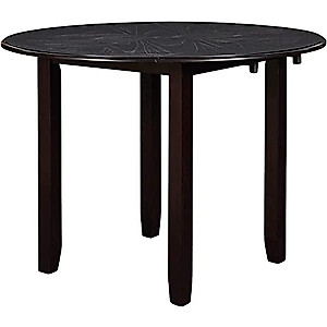 New Classic Furniture Gia Drop Leaf Dining Table with Two Chairs, 42", Ebony,EC-SOVKYDYFFO