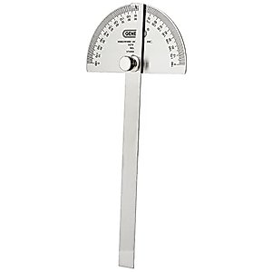 General Tools 18 Round Head Stainless Steel Angle Protractor, 0 to 180 Degrees, 6-Inch Arm
