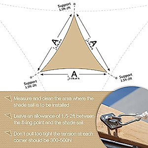Amagenix Triangle Sun Shade Sails Canopy, Cream Outdoor Shade Canopy 20' X 20' X 20' UV Block Canopy for Outdoor Patio Garden Backyard