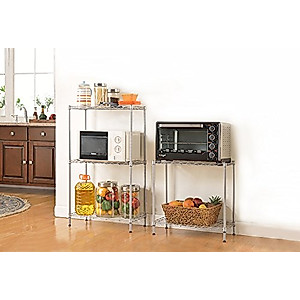 Alued 5-Shelf Shelving Storage Unit Metal Shelving Wire Rack Kitchen Storage Shelf Rack For Garage Shelf Kitchen Appliance Storage Changeable Assembly Floor Standing Carbon Steel Storage Rack (Silver)