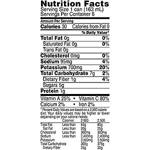 V8 Low Sodium Original 100% Vegetable Juice, 5.5 oz. can (4 packs of 6, total of 24)