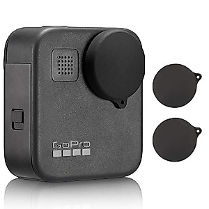 AKWOX [4 Pack] Tempered Glass Screen Protector for Gopro Max Action Camera (2-Pack) & Lens Cap Cover (2-Pack)