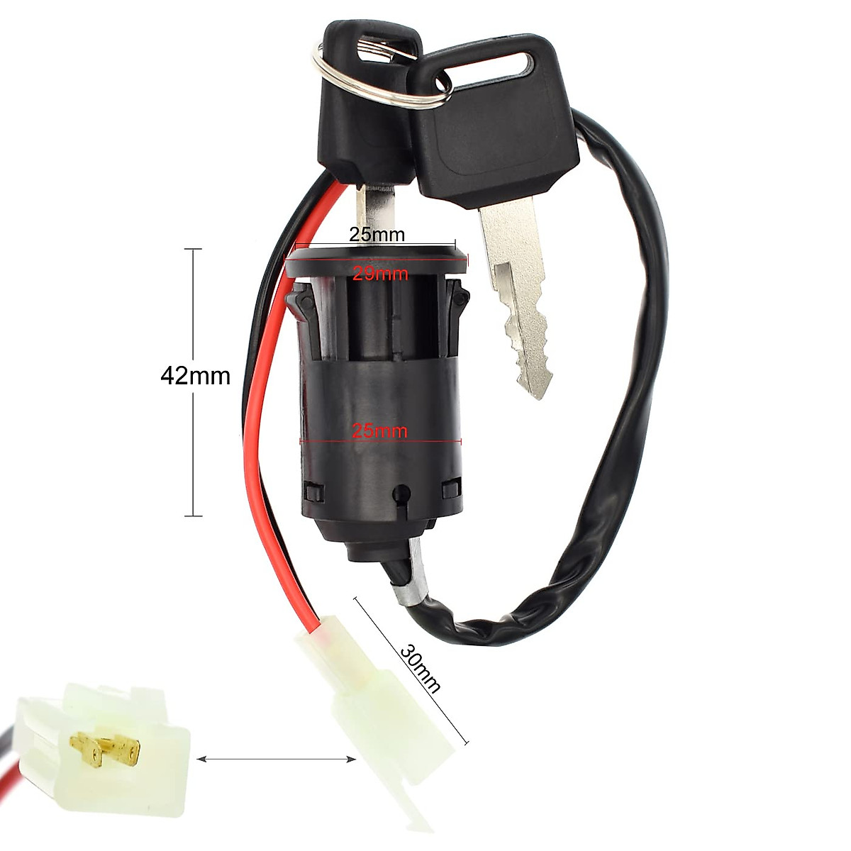 Riyitauto 2 PCS 2 Wire Ignition Key Switch for Electric Scooter Golf Scooter Bikes ATV Moped GoKart U KS51 Motorcycle 2 Position Type on Off