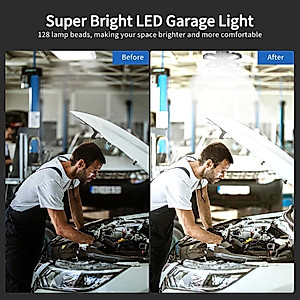Lazzgan LED Garage Light, 120W LED Garage Ceiling Lights with 4 Deformable Panels, Extra Bright 12000LM E26 High Bay LED Shop Lighting Fixtures for Garage, Basement