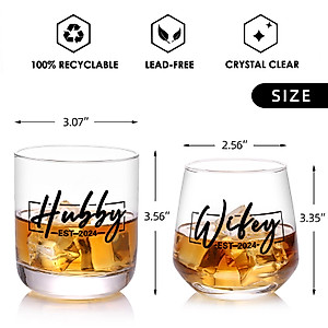 Hubby & Wifey EST 2024 Wedding Glass Set,Unique Wedding Gifts for Couples,Bridal Shower Gifts,Unique Gift for Engagement,Wedding,Newly-Married Anniversary for Him