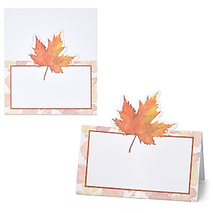Gift Boutique 100 Pack Thanksgiving with Fall Maple Leaves Seating Harvest Name Card Table Setting Folded Paper Autumn Tent Cards for Dinner Wedding Tables Placement Party Decorations 2" x 3.5"