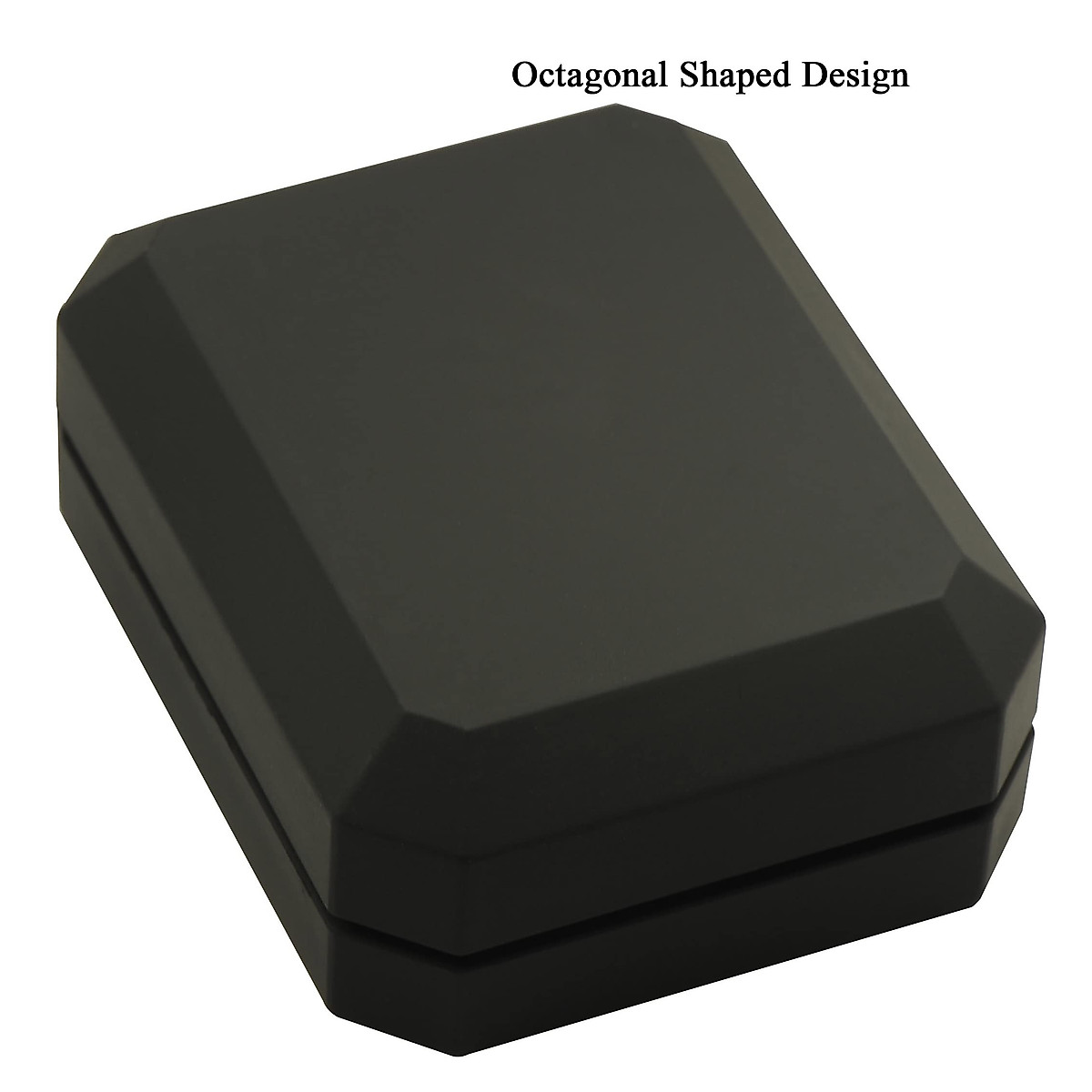 The Jewellery Pak LED Black Necklace Box Luxury Octagonal Design LED Pendant Jewelry Gift Box LED Necklace Jewelry Gift Box with Light for Men for Women Box Dimension 2.83〞(W)*3〞(D)*2.17〞(H)