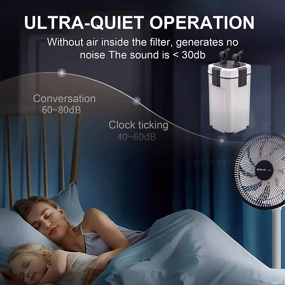 bykaeler 225GPH Canister Filter for Aquarium with Timed Light, Ultra-Quiet External Aquarium Filter with Filter Medium and Spray Rod,Suitable for Large Fish Tanks and Aquariums (LED-901F)