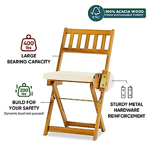 IDZO, Square Table Heavy Duty 400lbs Capacity Patio Bistro Set 3 Piece Outdoor, Folding Chairs w/Cushion