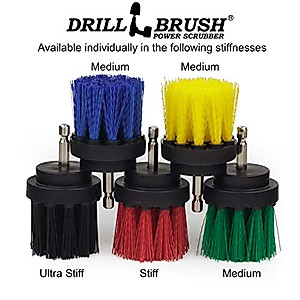 Drill Brush Power Scrubber - Small Round Stiff Brush - Outdoor Cleaning - Stiff Bristle Deck Brush - Scrub Brush - Concrete Bird Baths - Garden Statues - Spin Brush - Granite Headstone Brush
